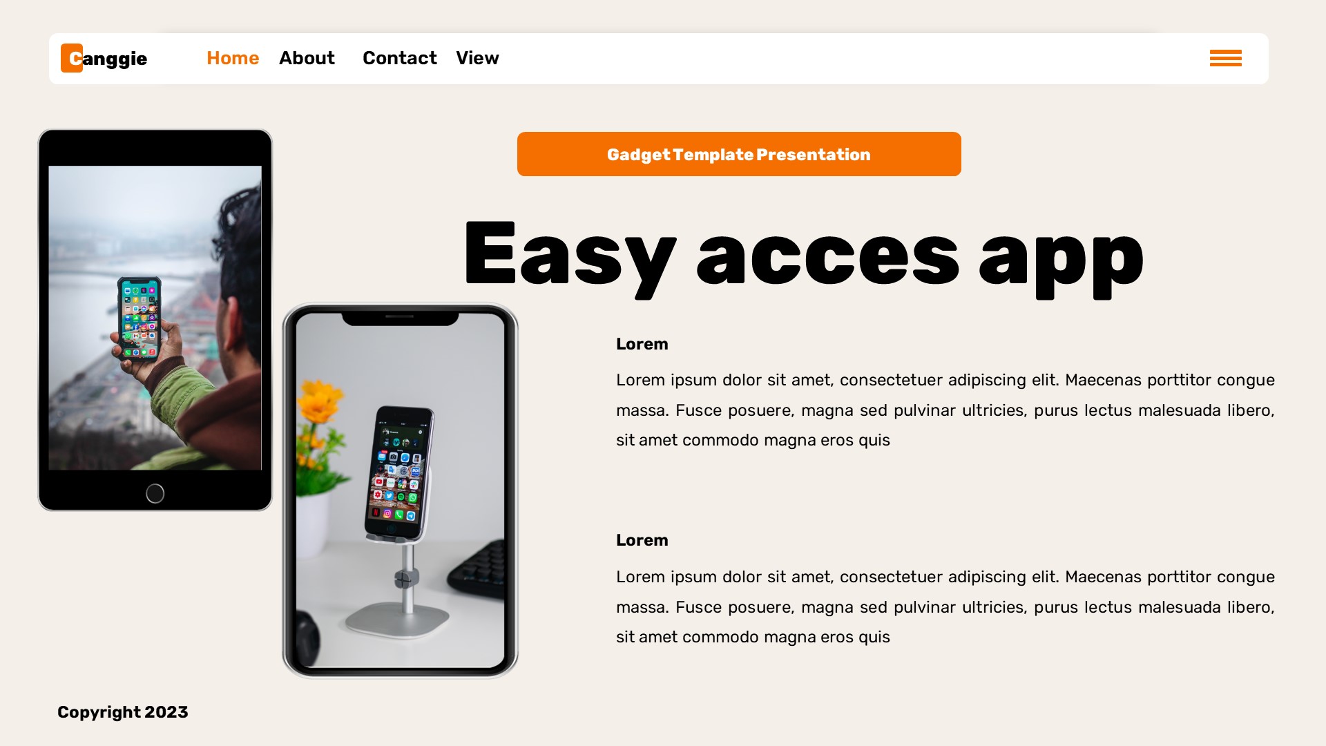 Canggie - Gadget Mobile App Powerpoint Template, Presentation Templates