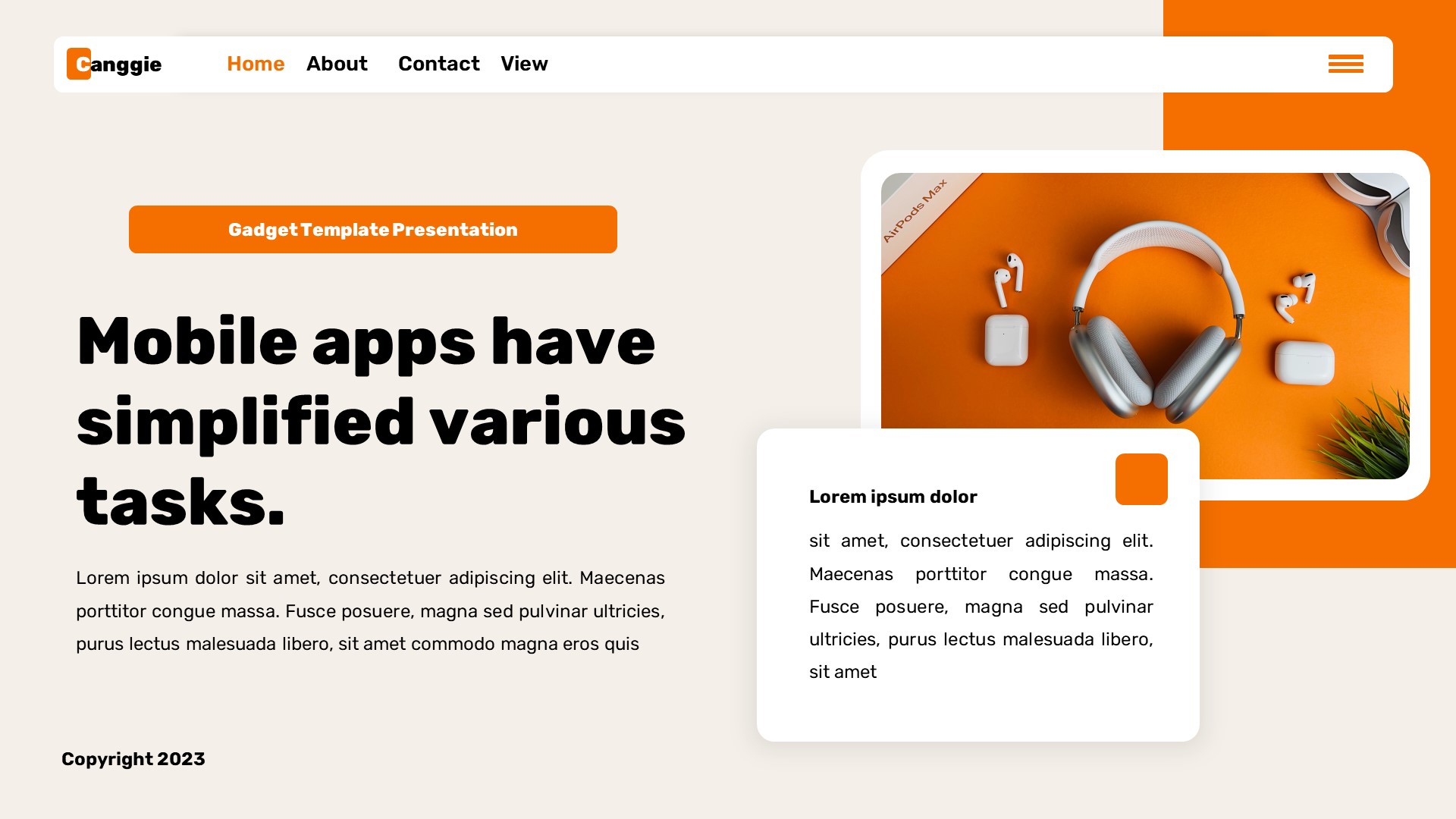 Canggie - Gadget Mobile App Powerpoint Template, Presentation Templates