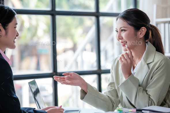 Planning and strategy with a female employee group at work in their ...