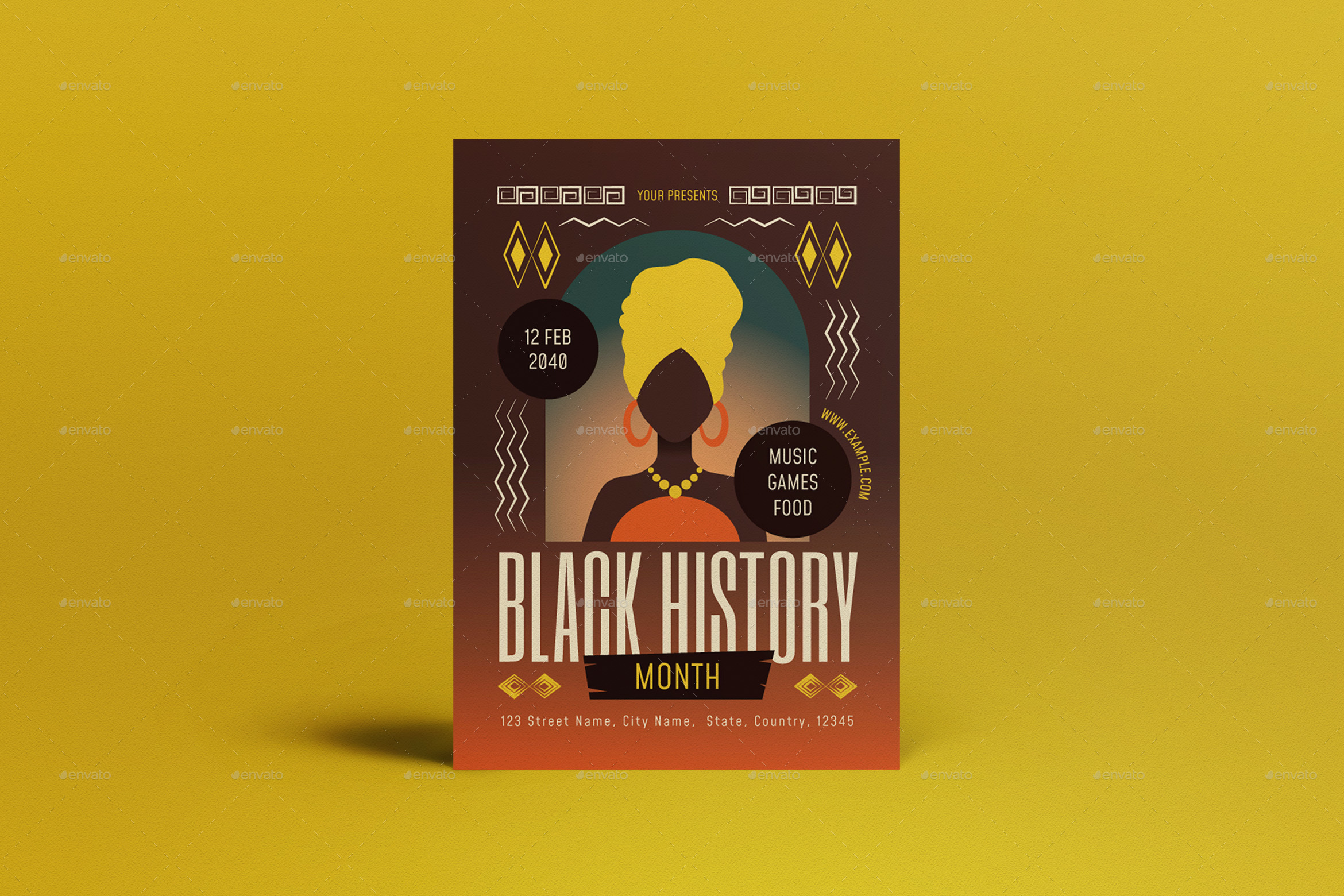 Brown Flat Design Black History Month Flyer Set, Print Templates ...