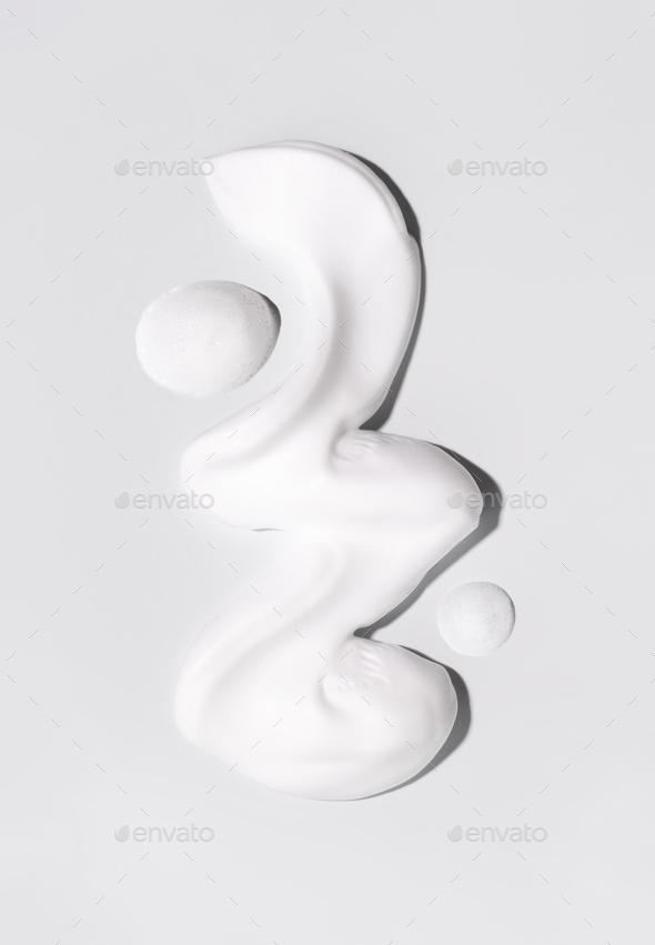 texture foam mousse foam cosmetic smear sample on a light background ...