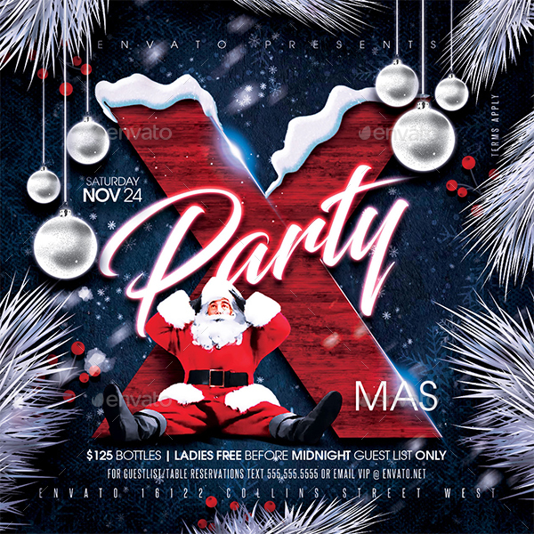 Christmas Party Flyer Template, Print Templates | GraphicRiver
