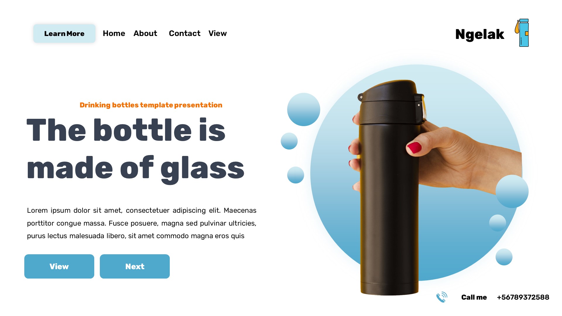 Ngelak - Drinking Water Bottle Powerpoint Template, Presentation Templates