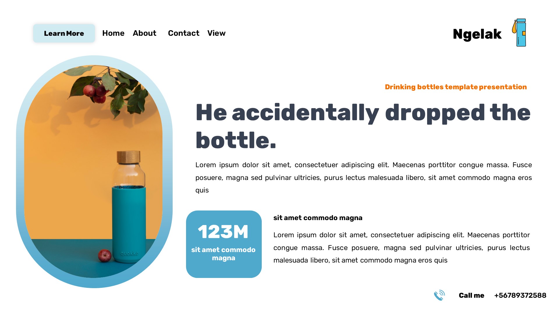 Ngelak - Drinking Water Bottle Powerpoint Template, Presentation Templates