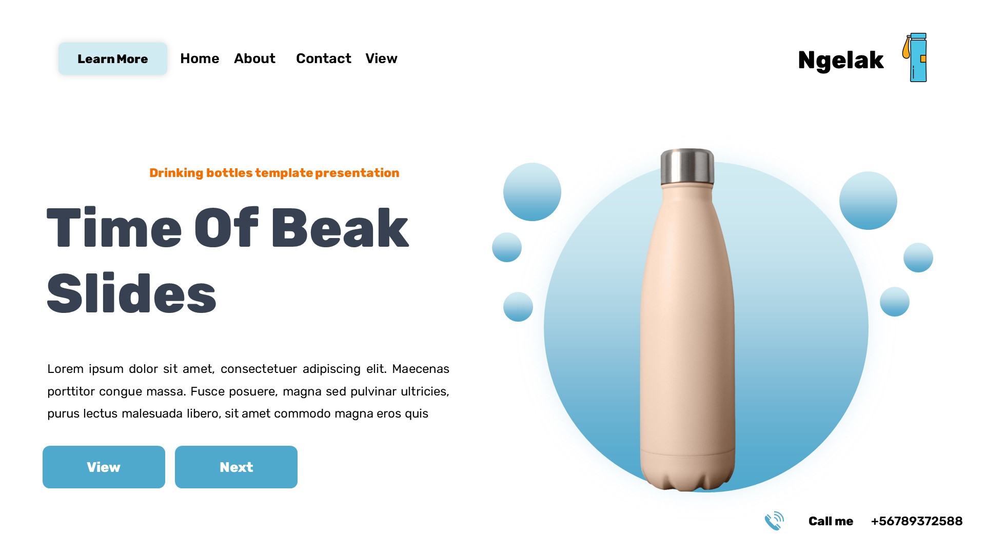 Ngelak - Drinking Water Bottle Powerpoint Template, Presentation Templates
