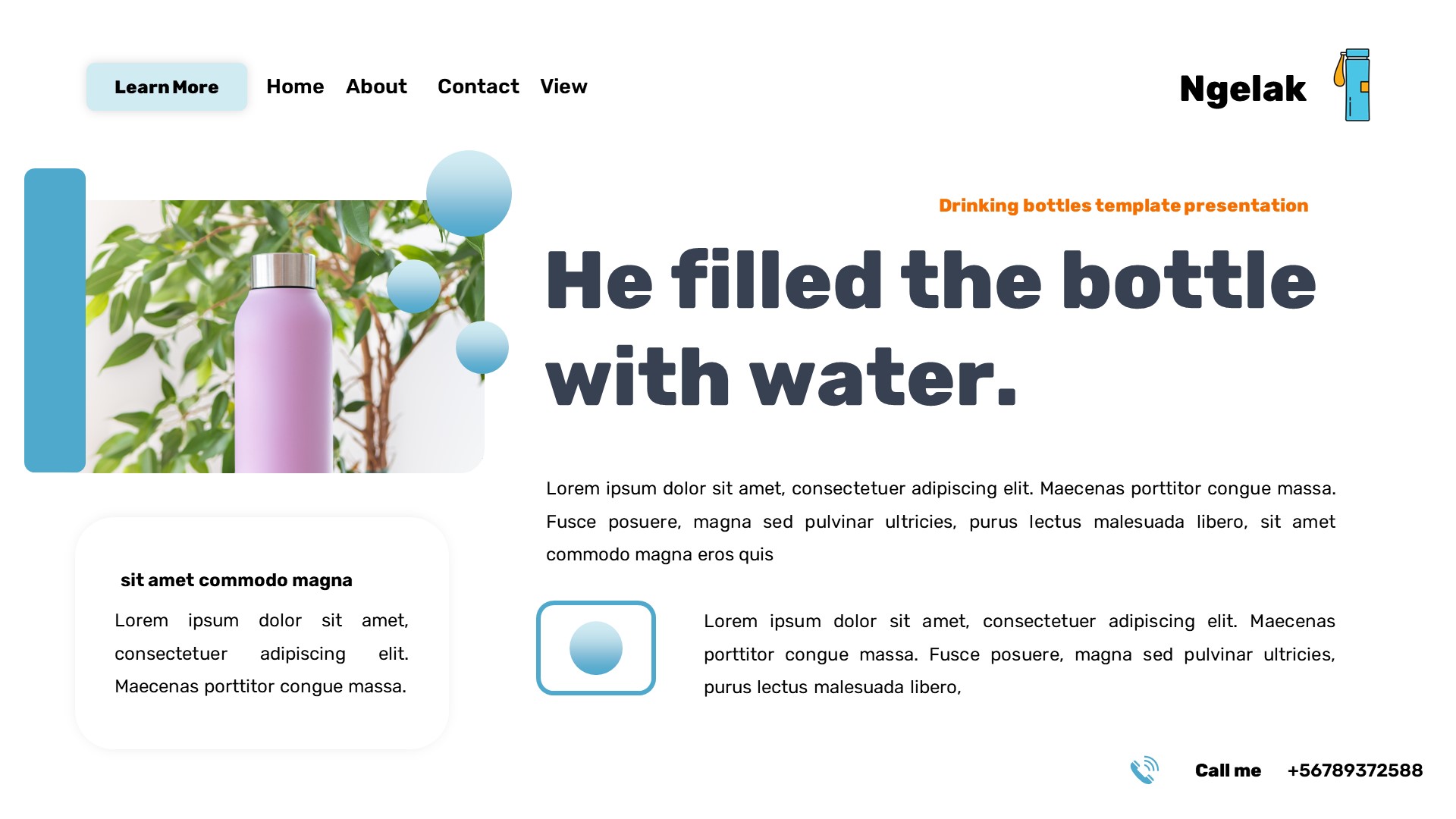 Ngelak - Drinking Water Bottle Powerpoint Template, Presentation Templates
