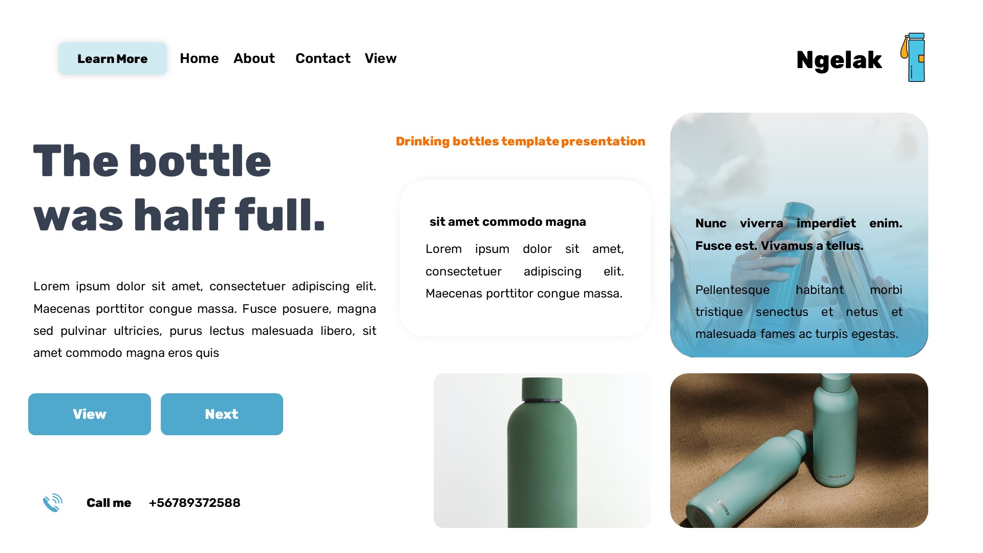 Ngelak - Drinking Water Bottle Powerpoint Template, Presentation Templates