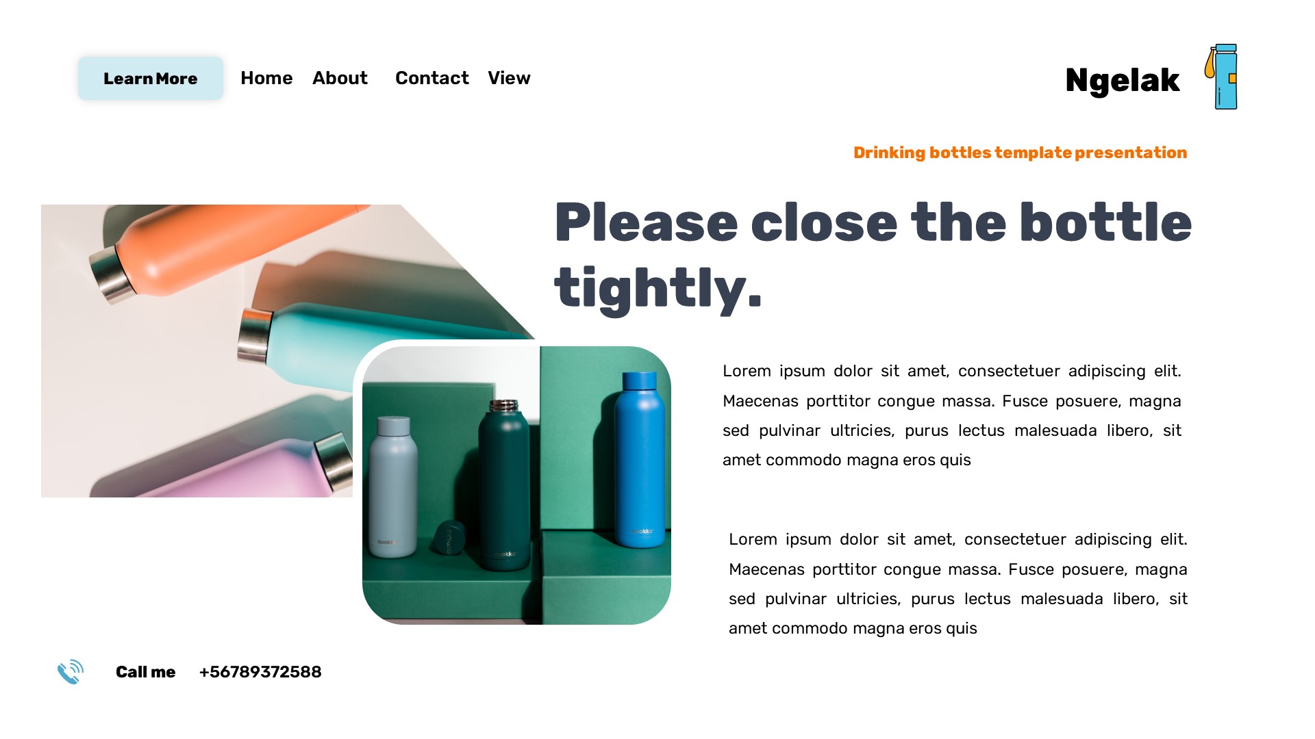 Ngelak - Drinking Water Bottle Powerpoint Template, Presentation Templates