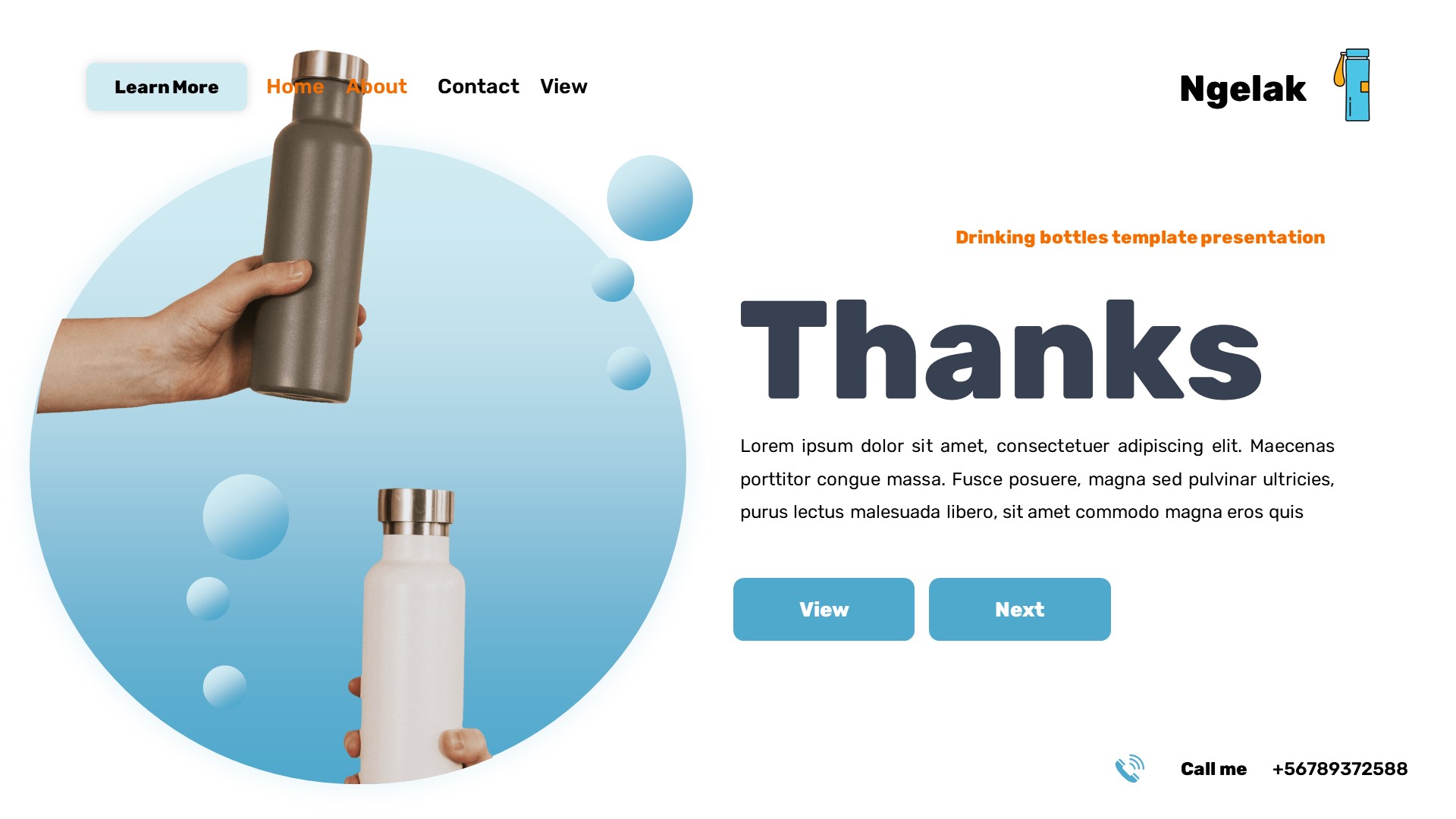 Ngelak - Drinking Water Bottle Google Slides Template, Presentation ...