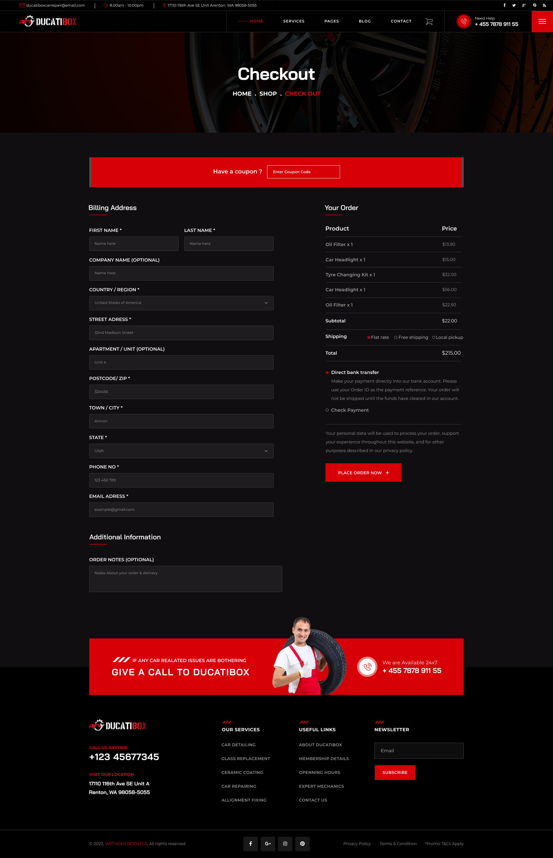 Ducatibox - Car Service & Auto Repair Figma Template by wpthemebooster