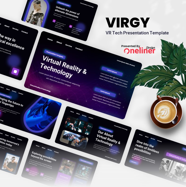 Virgy - VR Modern Tech Powerpoint Template, Presentation Templates