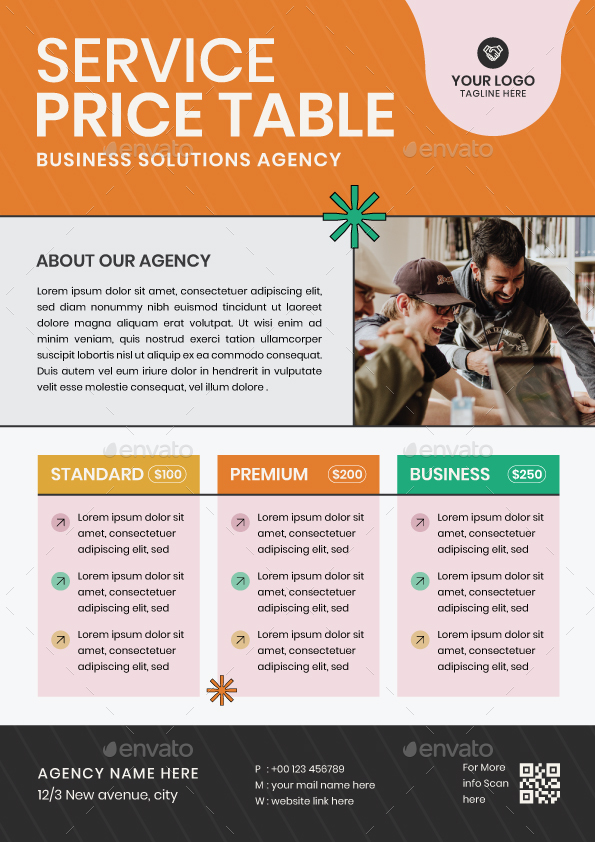 Price Table Flyer Template, Print Templates | GraphicRiver