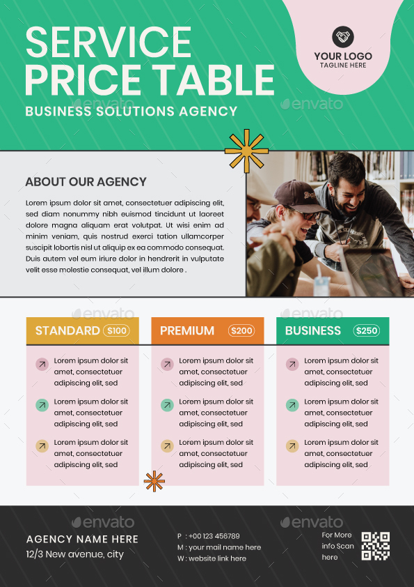 Price Table Flyer Template, Print Templates | GraphicRiver