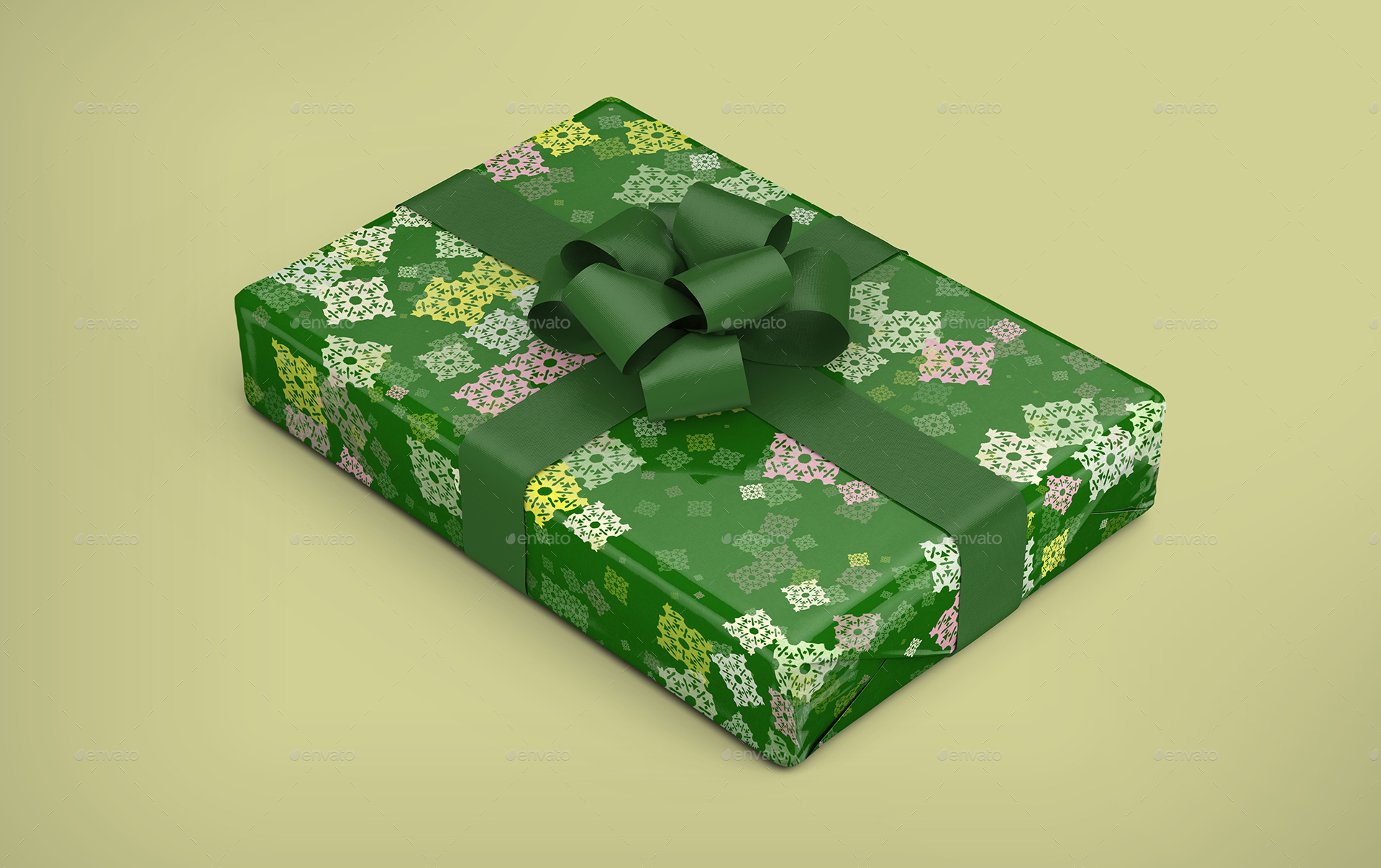 Rectangular Gift Box Wrapping With Ribbon And Bow, Graphics | GraphicRiver