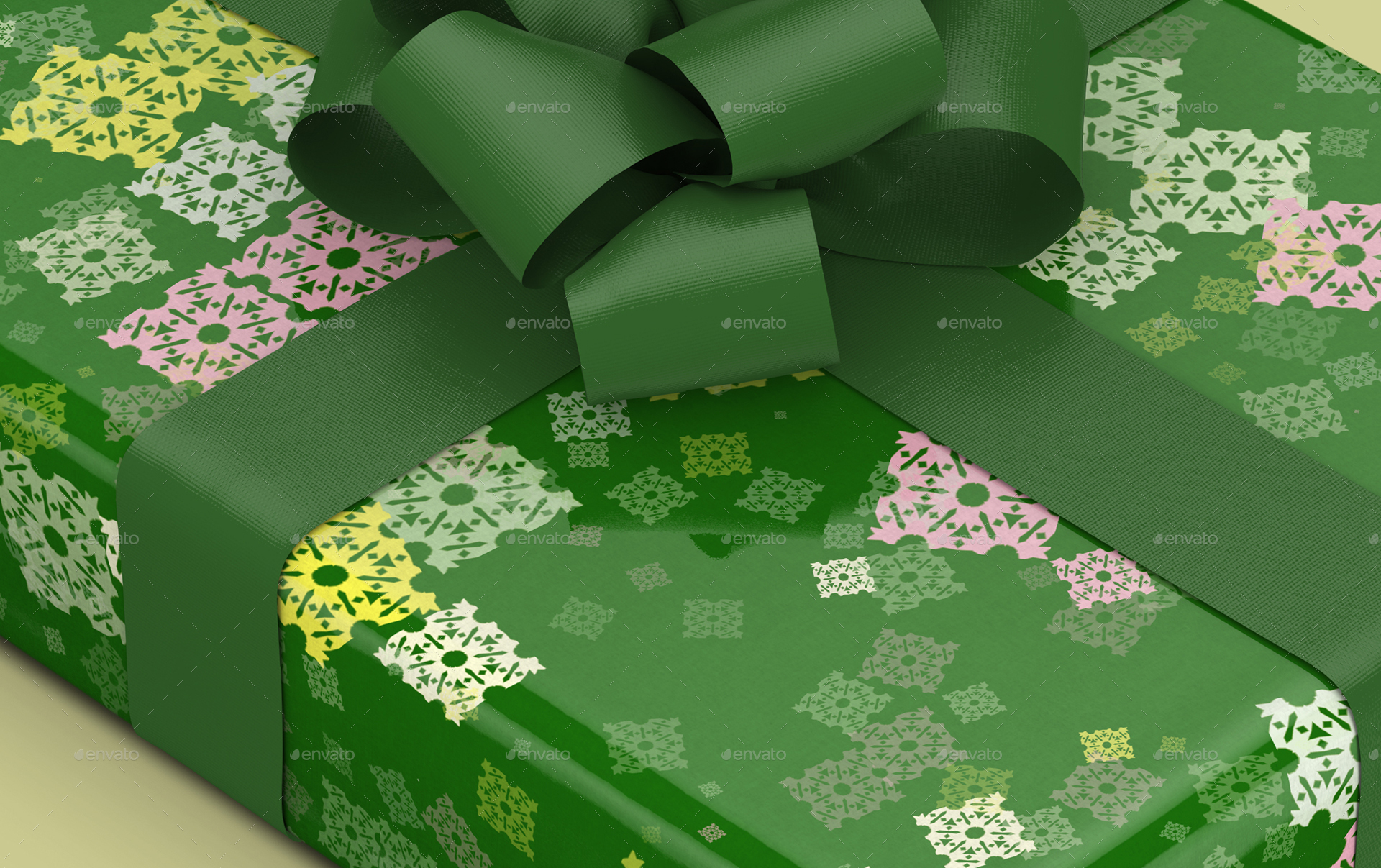 Rectangular Gift Box Wrapping With Ribbon And Bow, Graphics | GraphicRiver