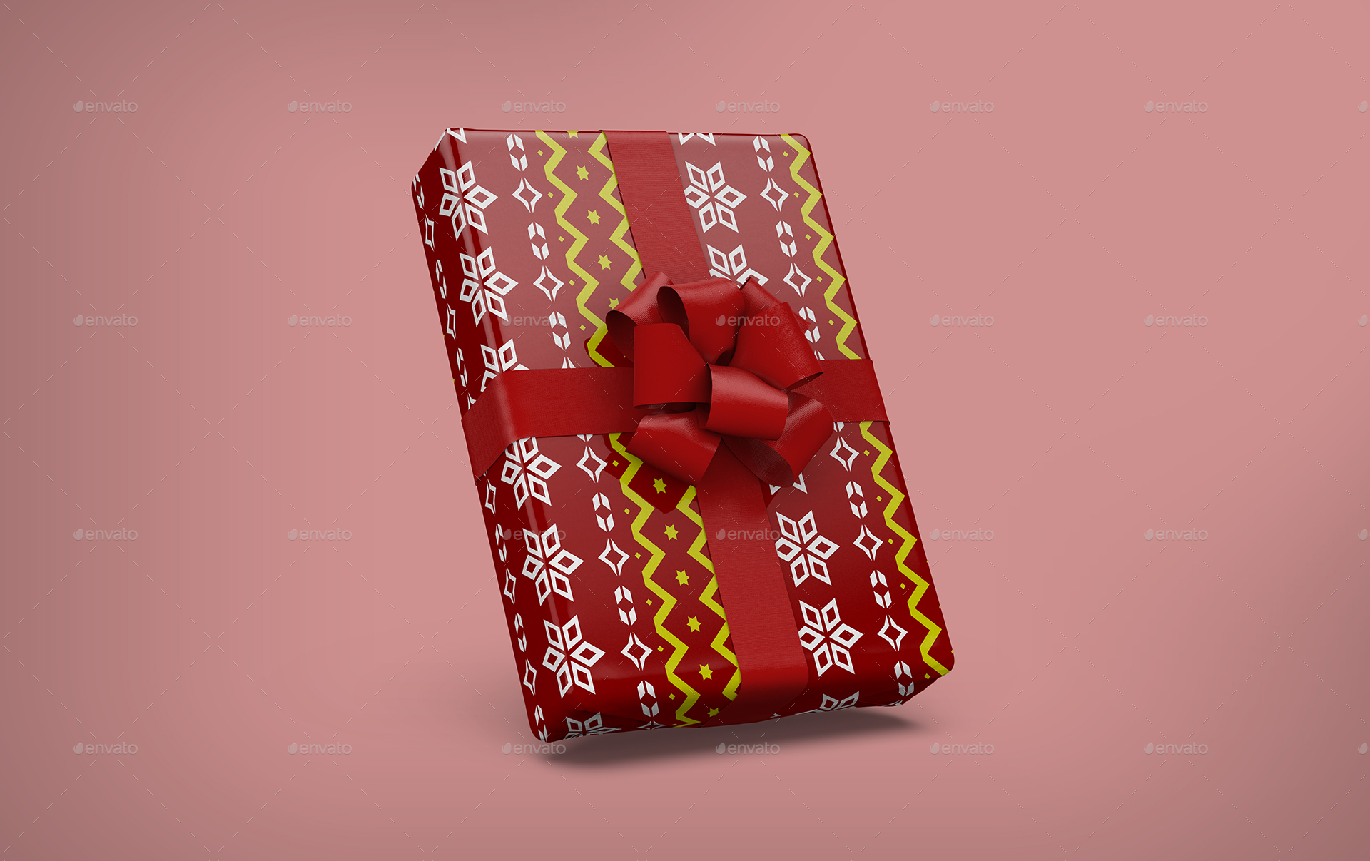 Rectangular Gift Box Wrapping With Ribbon And Bow, Graphics | GraphicRiver