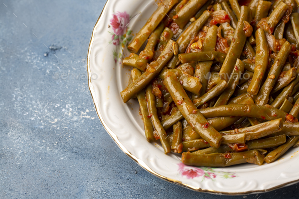 Turkish food; fresh green black eyed peas food (Turkish; Zeytinyagli ...