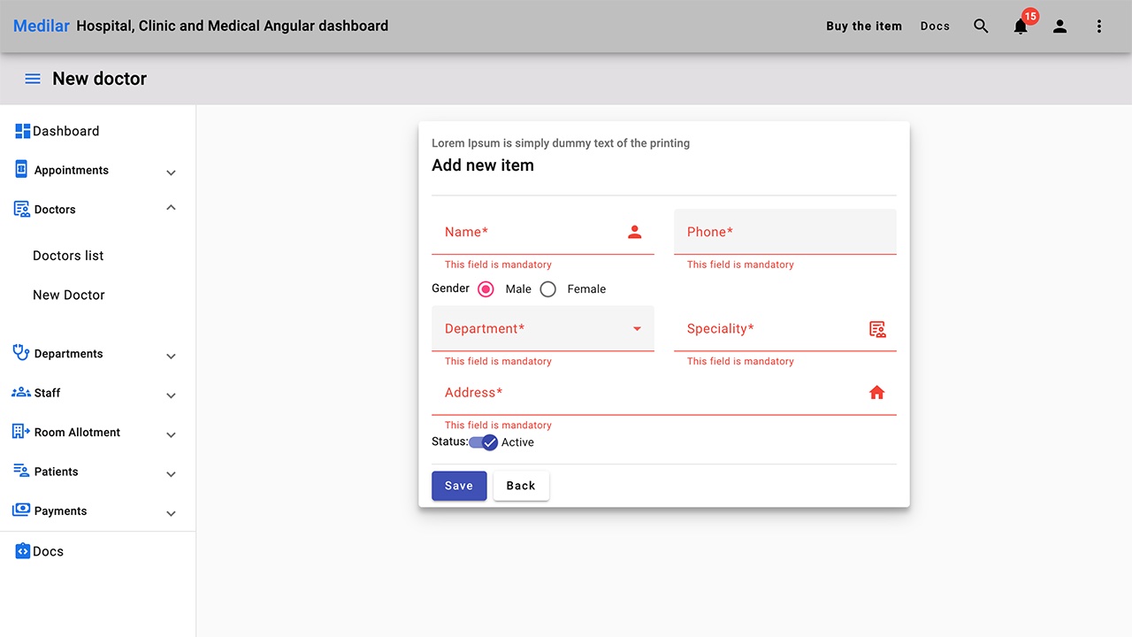 Medilar - Hospital, Clinic and Medical Angular dashboard by AbharWork