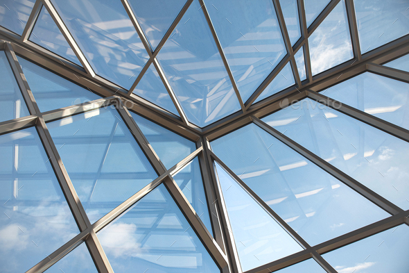 Steel beams of a glass roof of a modern building in Paris Stock Photo ...