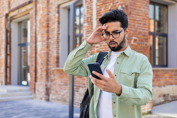 Upset and disappointed student with backpack outside university campus ...