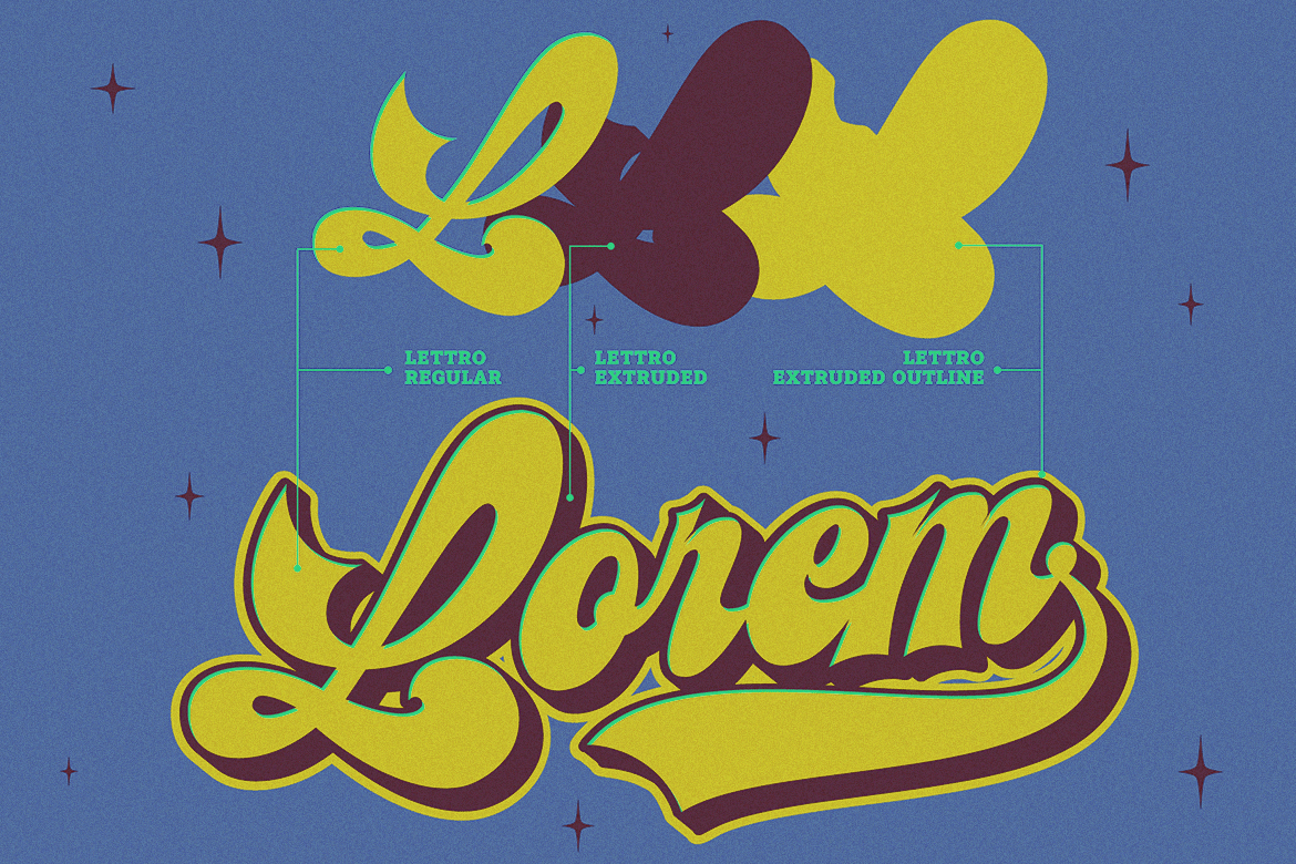 Lettro | Retro Layered Script, Fonts | GraphicRiver
