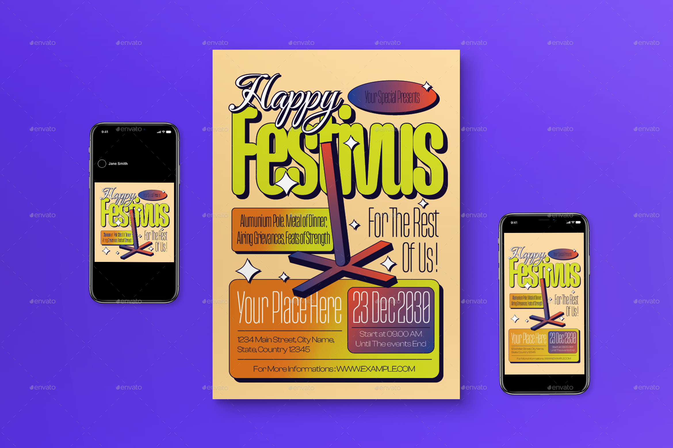 Cream Gradient Edgy Festivus Flyer Set, Print Templates | GraphicRiver