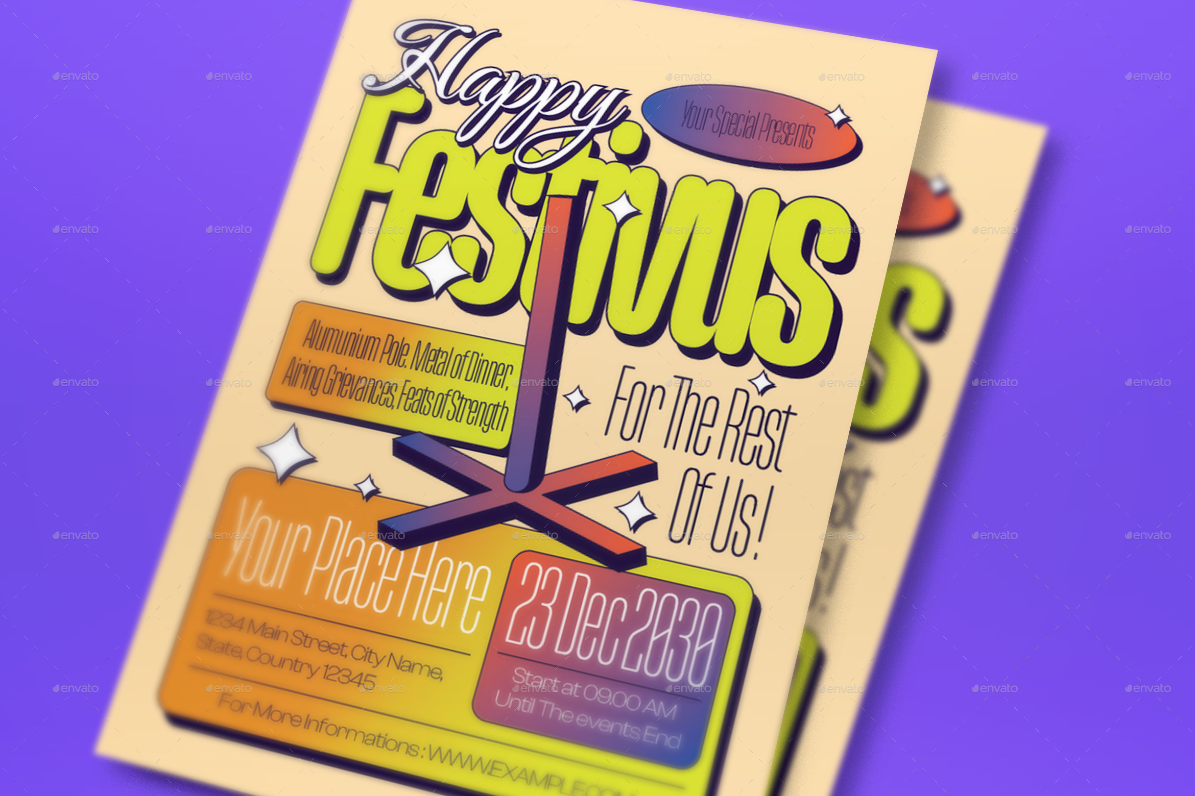 Cream Gradient Edgy Festivus Flyer Set, Print Templates | GraphicRiver