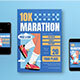 Blue Hand Drawn 10k Marathon Flyer Set, Print Templates | GraphicRiver