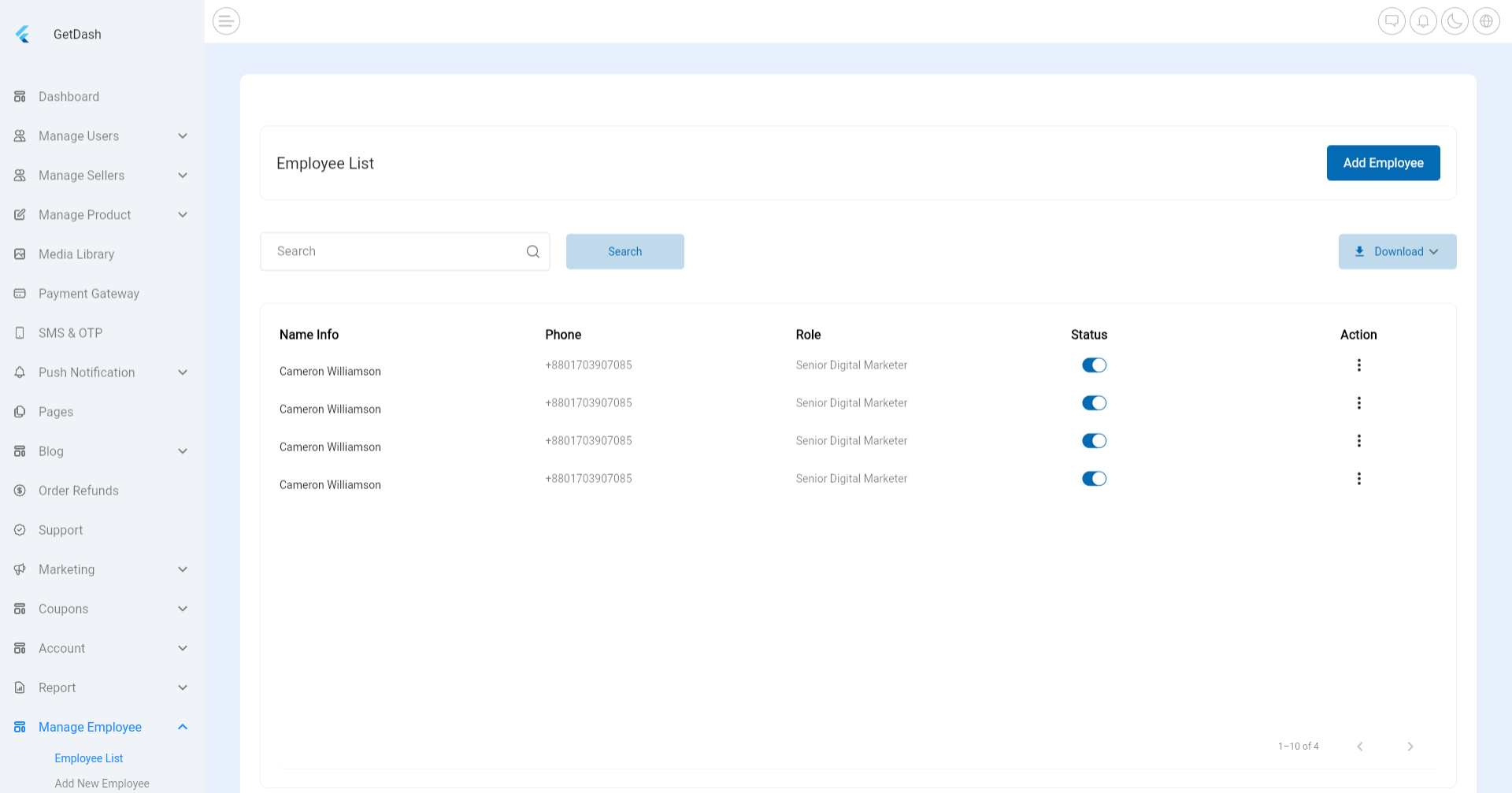 GetDash - Flutter Responsive Admin Panel | Dashboard by getbuildfirst