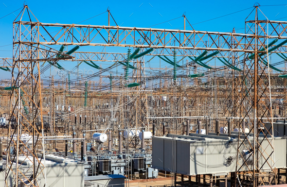 Electric Power Distribution Plant Facility Stock Photo by wirestock