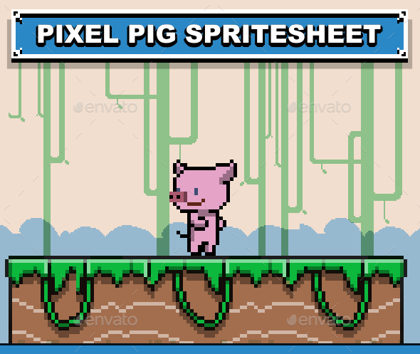 Pixel Pig Spritesheet, Game Assets | GraphicRiver