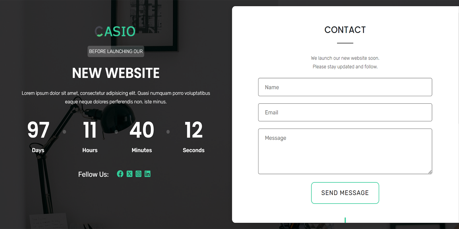 Casio - Coming Soon HTML5 Template by codemaxtheme | CodeCanyon