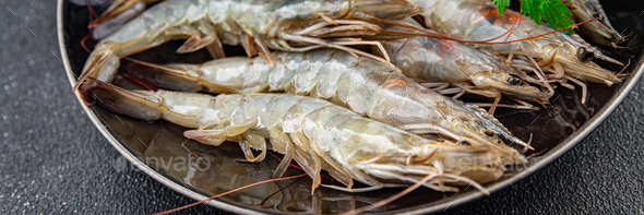 prawn raw shrimp fresh seafood eating cooking meal food snack on the ...