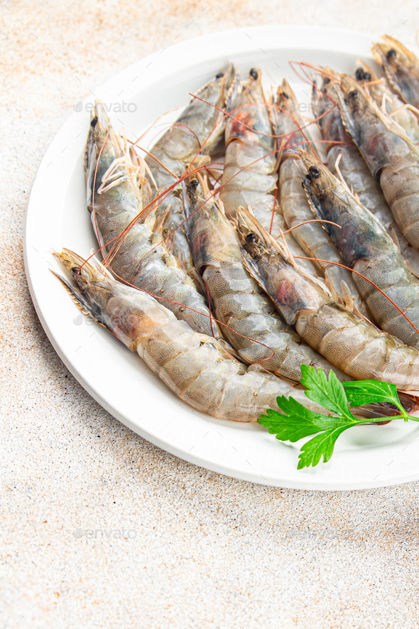 prawn raw shrimp fresh seafood eating cooking meal food snack on the ...