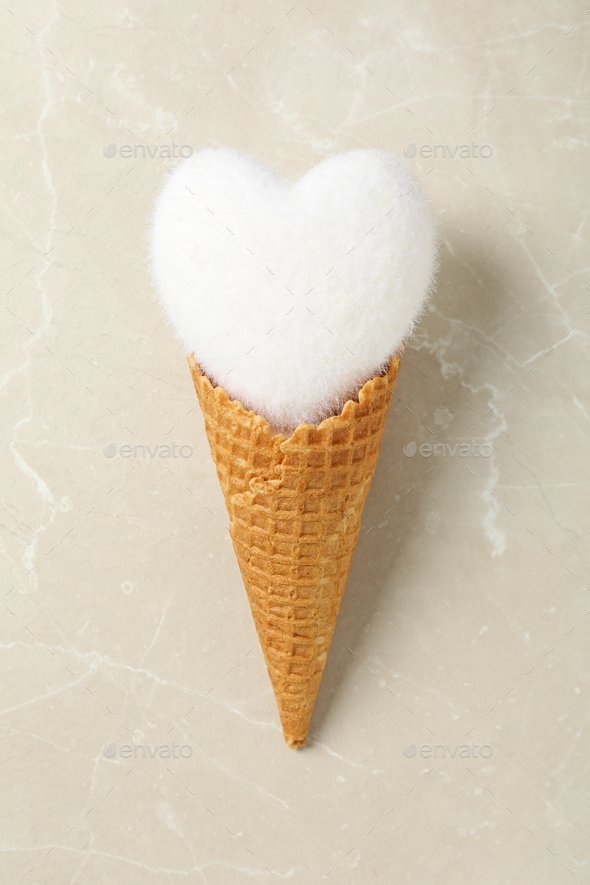 Ice cream cone with a white heart Stock Photo by AtlasComposer | PhotoDune