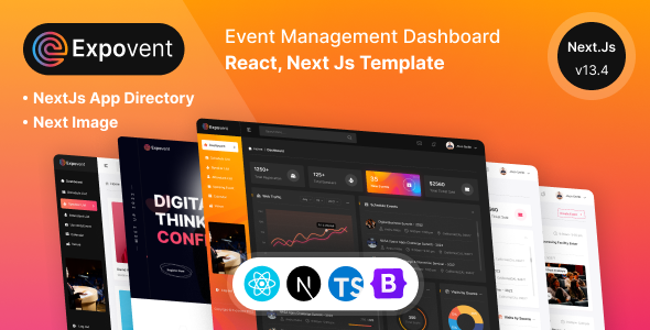 Expovent - Event Management Dashboard React, NextJs Template by BDevs