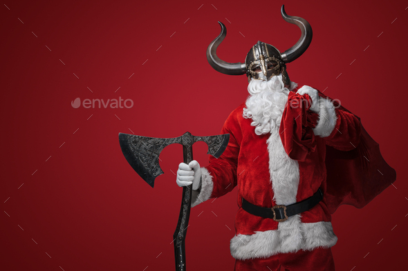 Viking Santa Claus: A Mythical Christmas Twist Stock Photo by fxquadro