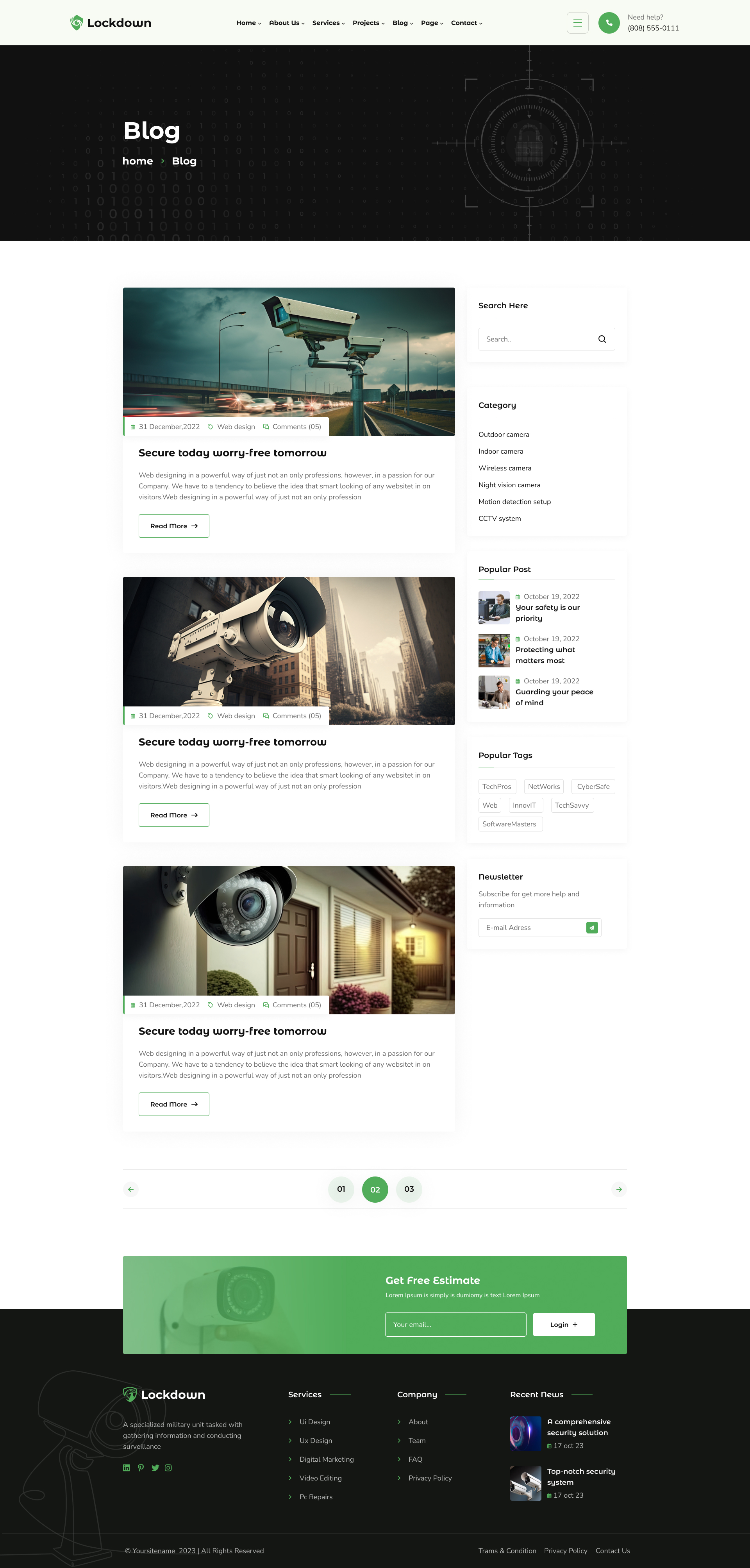 Lockdown - Private Security & CCTV Service Figma Template by Mugli