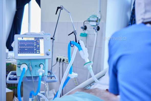 modern ventilator in operating room, selective focus Stock Photo by ...