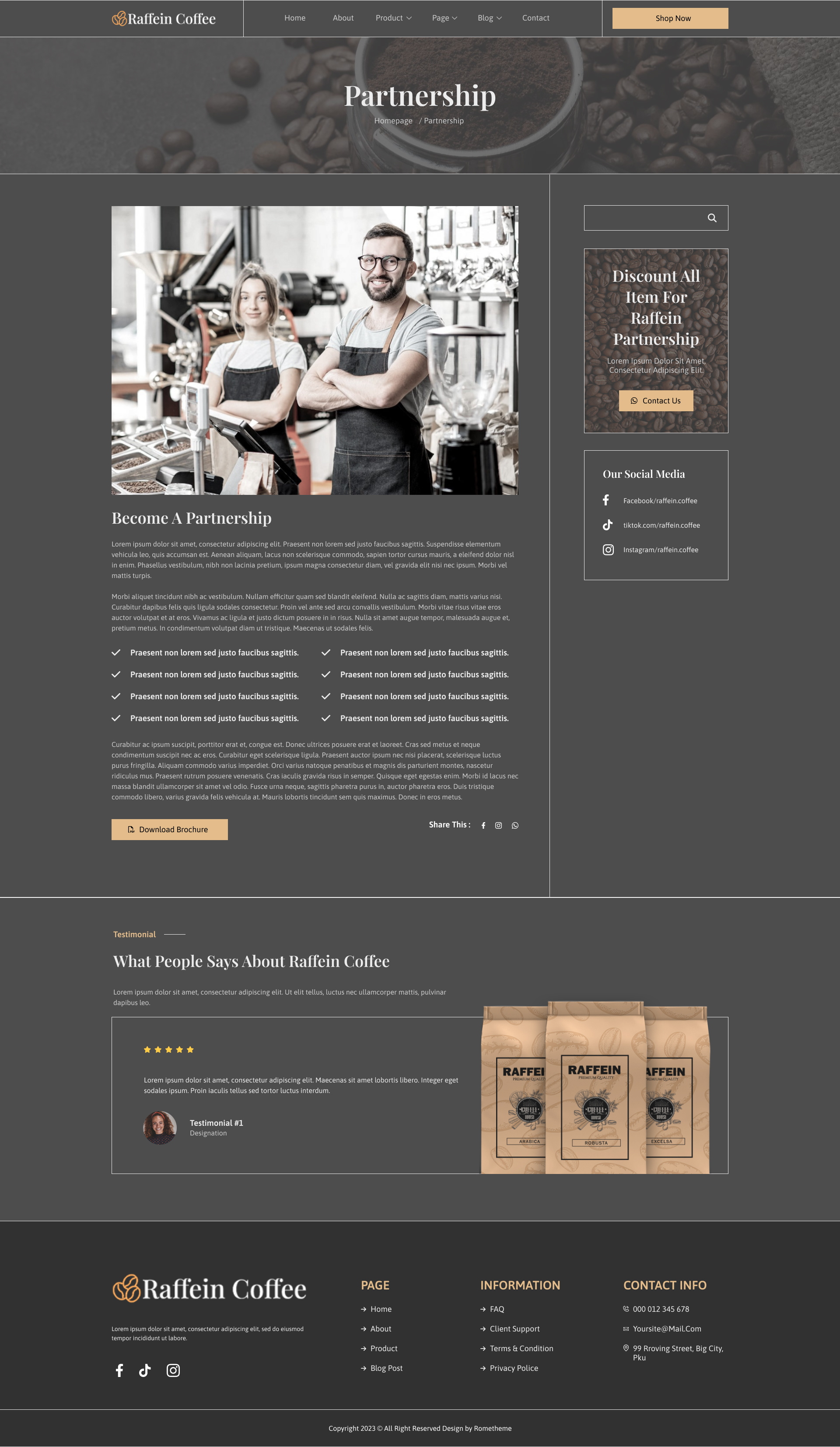 Raffein - Coffee Shop Brand Figma Template by Rometheme | ThemeForest