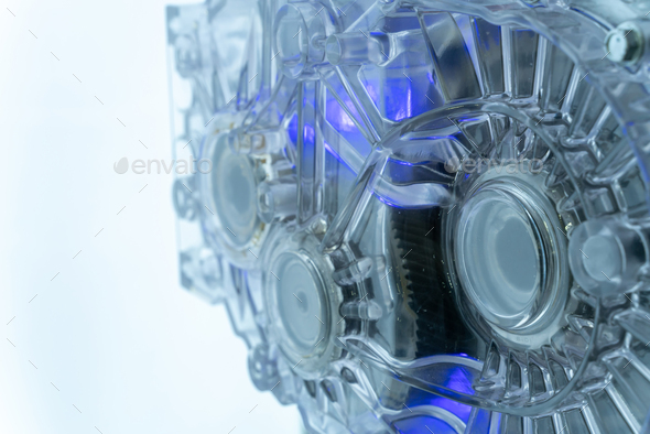 close up view of modern electricity car engine and spare part. Stock ...