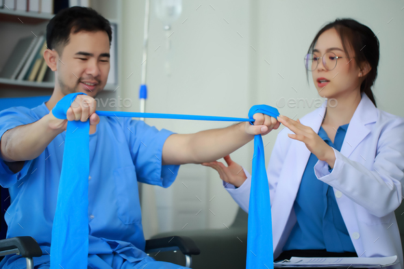 Physical therapist helping a patient in physical therapy poses, The ...