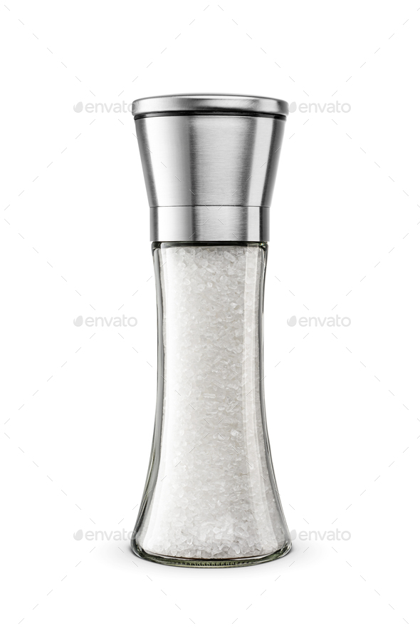 Rock coarse salt grinder or mill isolated on a white background. Stock ...