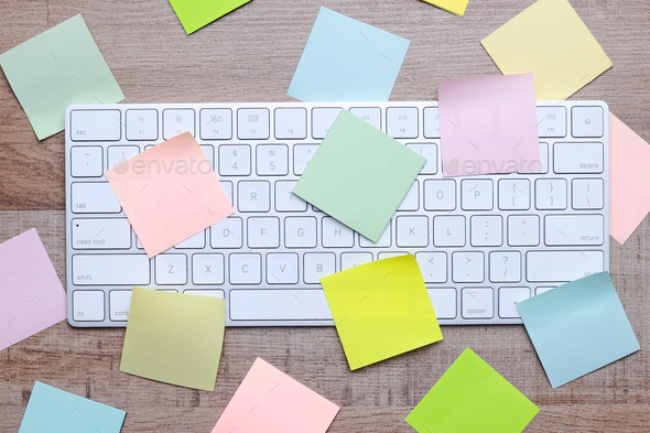 Sticky Notes on Keyboard Stock Photo by Garakta-Studio | PhotoDune