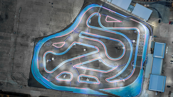Aerial top view race kart track, Track for auto racing top view, Car ...