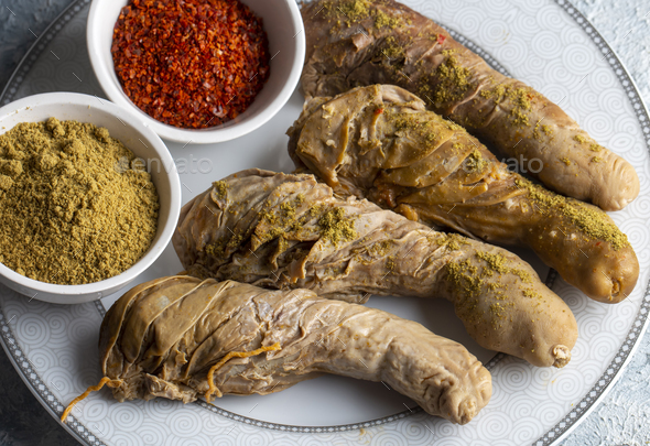 Turkish Traditional Food Rice Stuffed Intestines Tripe Sirdan Dolma ...