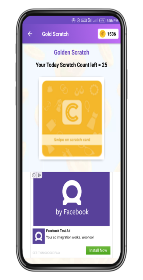 Scratch to Win Android Earning App (Admob, Facebook bidding, StartApp ...