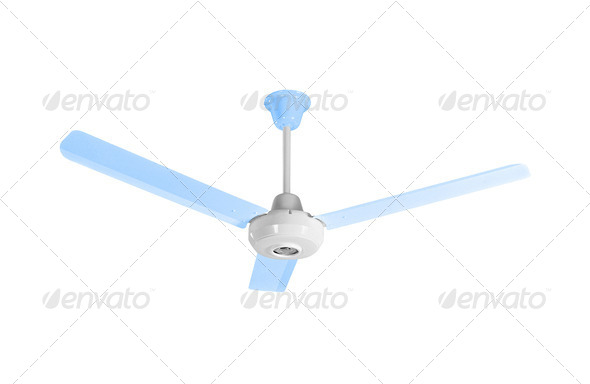 White-blue ceiling fan Stock Photo by ozaiachin | PhotoDune