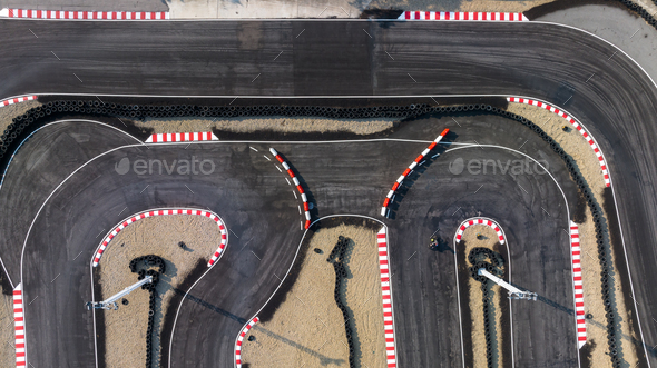 Aerial top view race kart track, Track for auto racing top view, Car ...