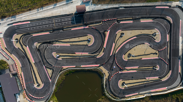Aerial top view race kart track, Track for auto racing top view, Car ...